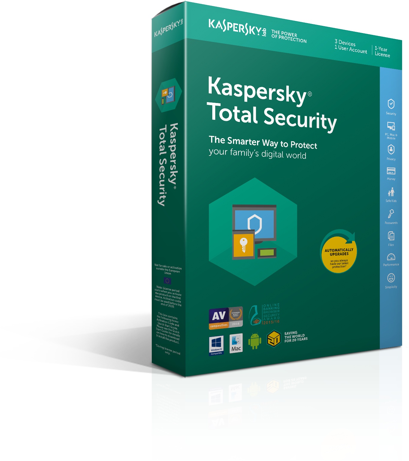Kaspersky Lab Total Security 2018 (3 gebruikers, 1 jaar, NL/FR ...
