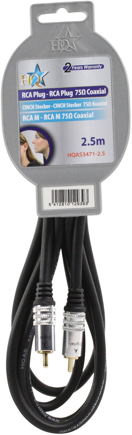 Specificaties van HQ Products RCA Cable 2.5m Zwart - Tweakers