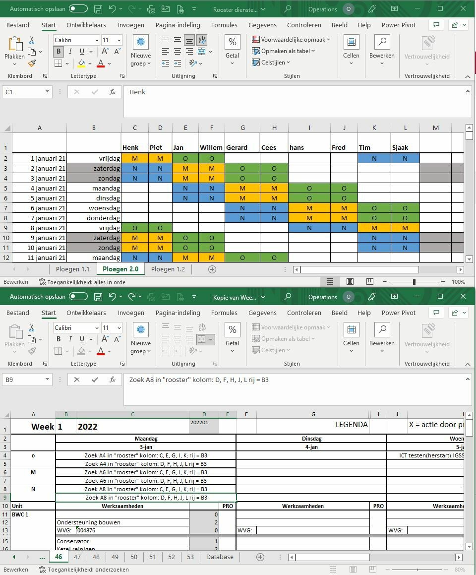 Dynamisch planning maken excel - Client software algemeen - GoT