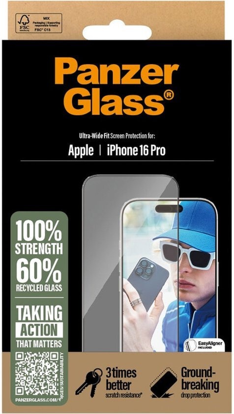Specificaties van PanzerGlass iPhone 16 Pro Gehard Glas Edge to Edge ...