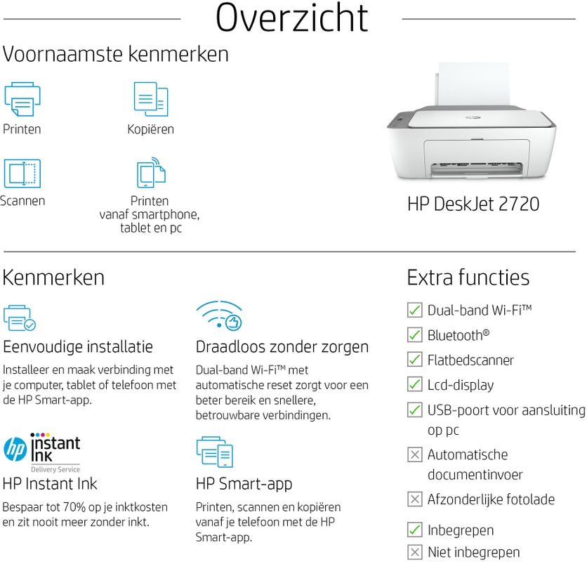 Specificaties van HP DeskJet 2720 - Tweakers