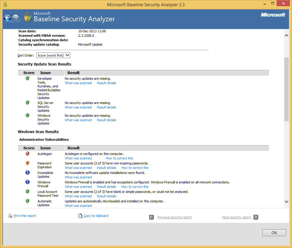 Downloads & updates van Microsoft Baseline Security Analyzer - Tweakers