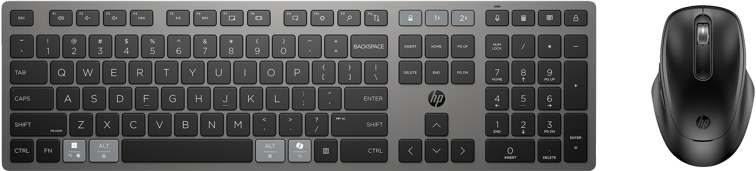 HP 720 Multi-Device Rechargeable Wireless Keyboard and Mouse Combo ...