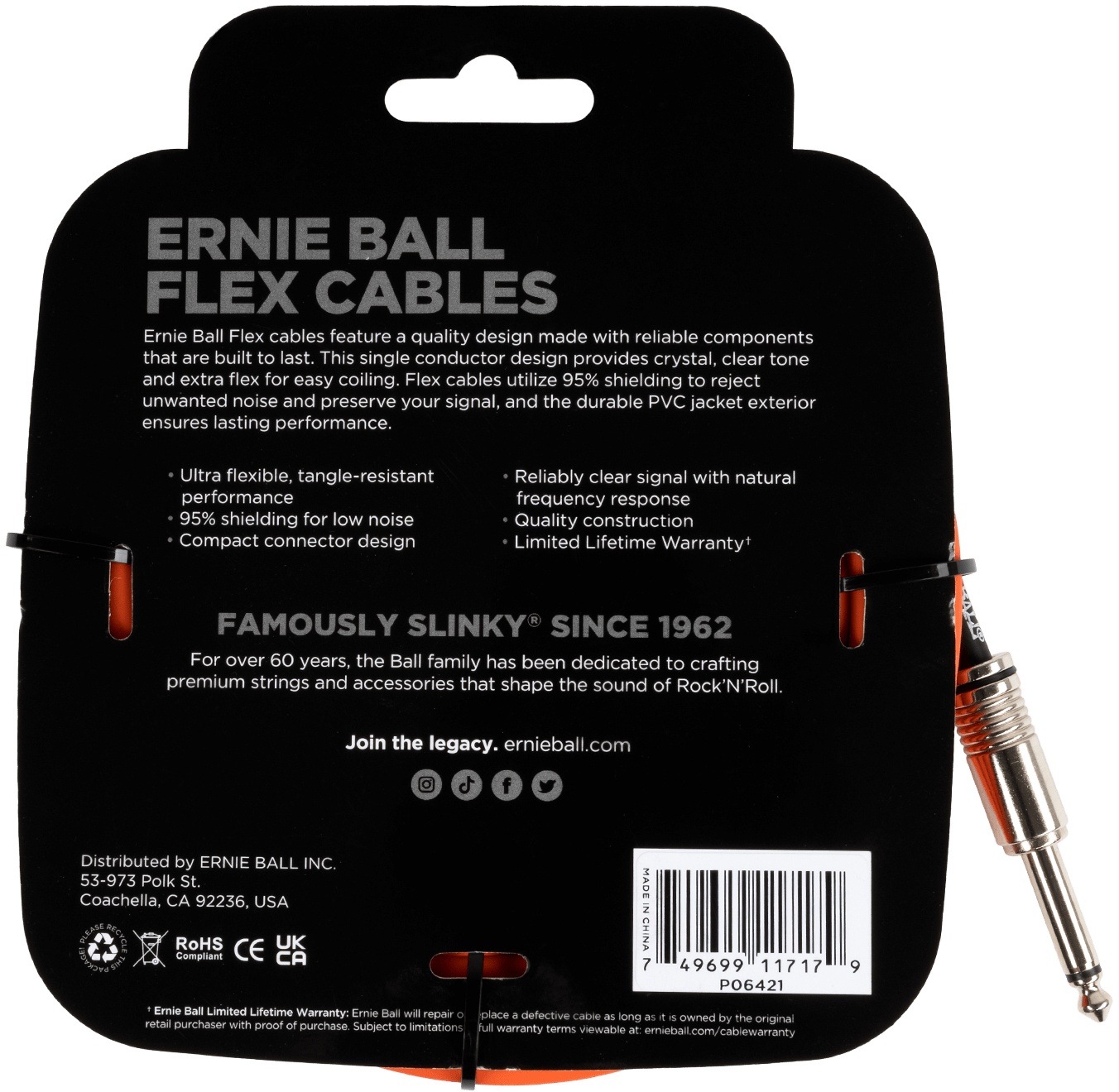 Specificaties van Ernie Ball Flex Cable Oranje - Tweakers