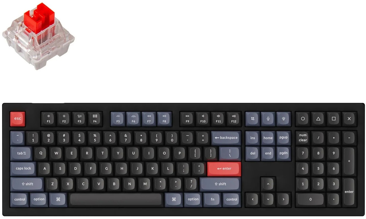 Keychron V6 QMK, RGB, Keychron K Pro Red, Qwerty US, Carbon Black ...