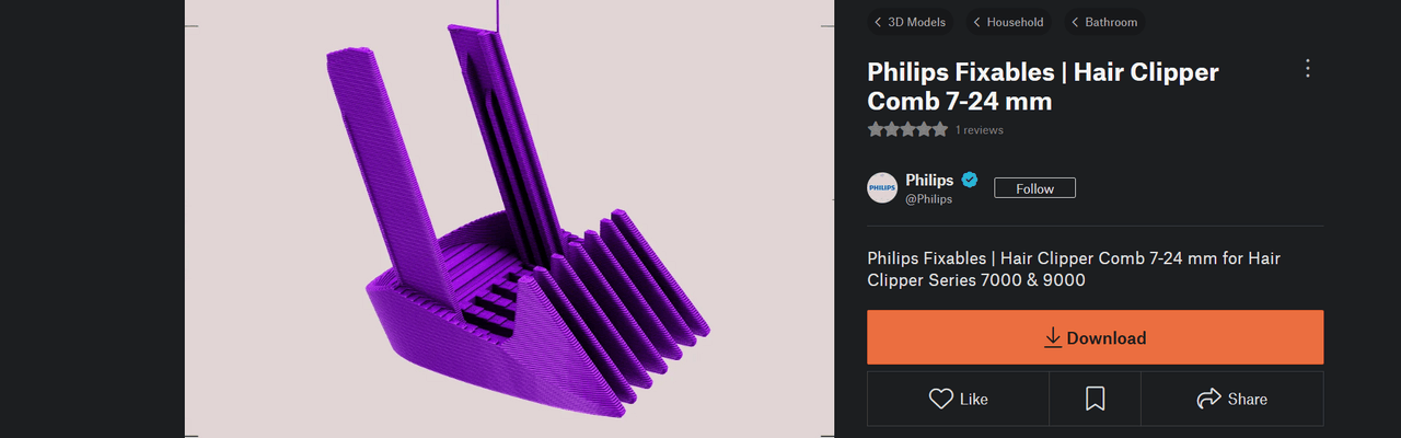 Philips voegde slechts één 3d-printbaar reserveonderdeel toe aan ...