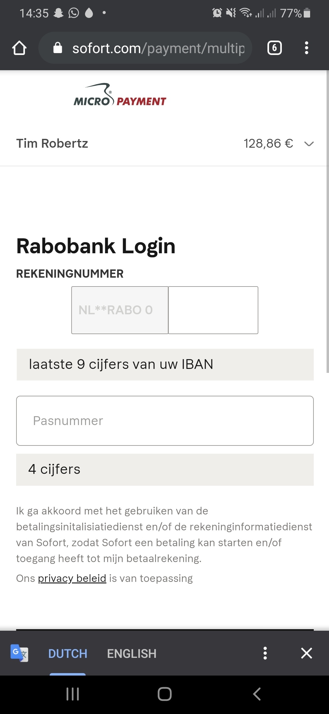 Pasnummer invullen bij betaling - Privacy en beveiliging - GoT