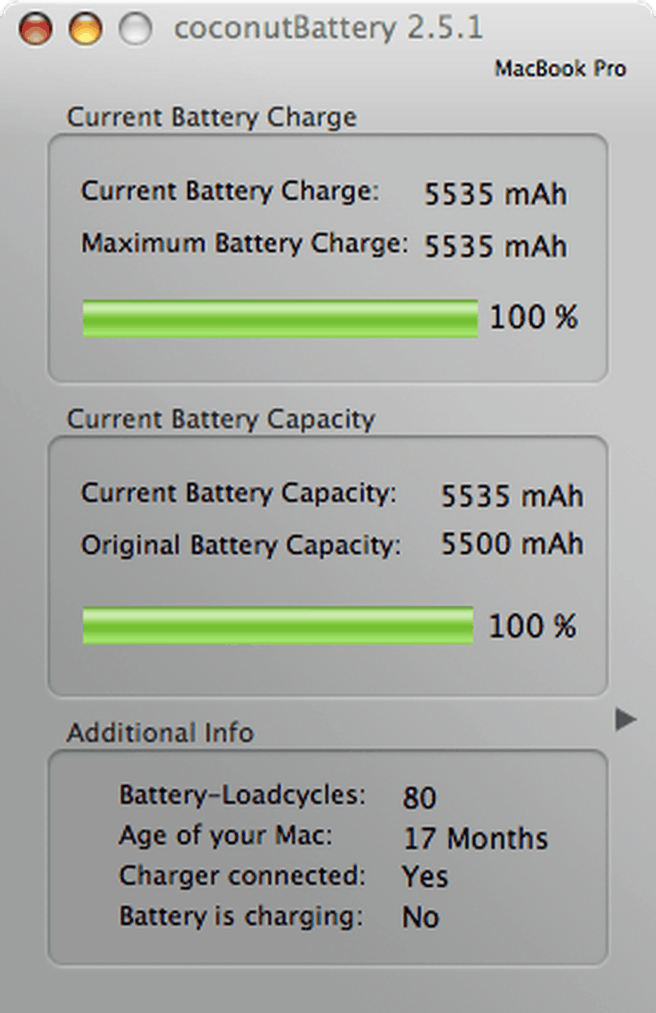 Specificaties van coconutBattery - Tweakers