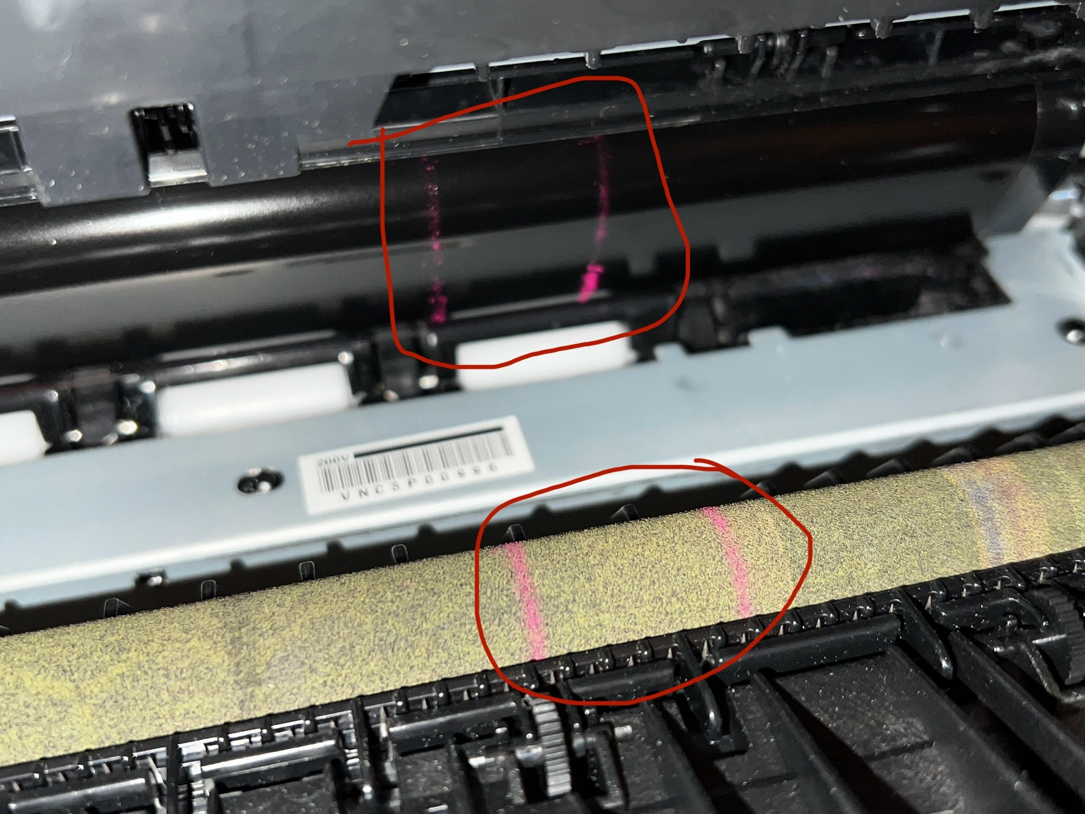 Ik kocht een HP laserjet maar hij print paarse strepen - Overige ...