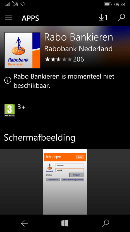 Rabo Bankieren-app is niet beschikbaar op mobiele Windows-apparaten ...