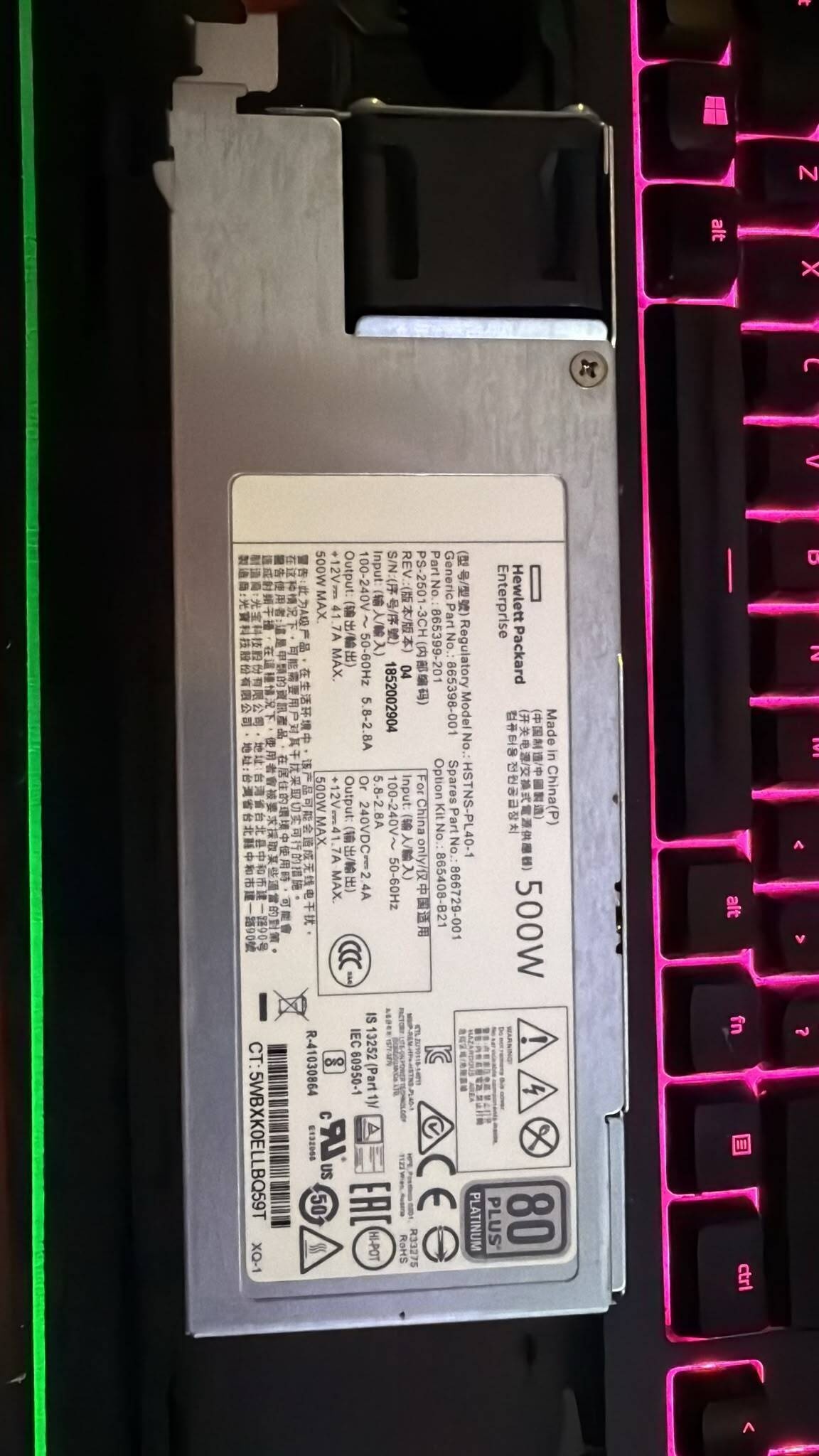 HPE 500 Watt Flexible Slot Platinum hot-plug low Halogen power supply ...
