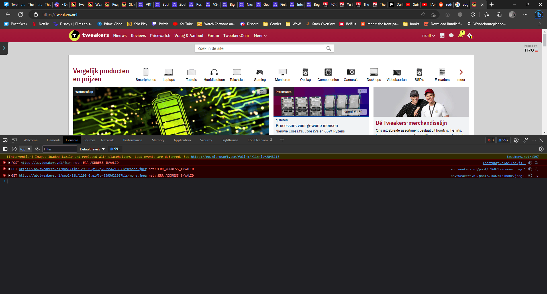 aa.tweakers.nl en ab.tweakers.nl laden niet meer in MS Edge - Stoute ...