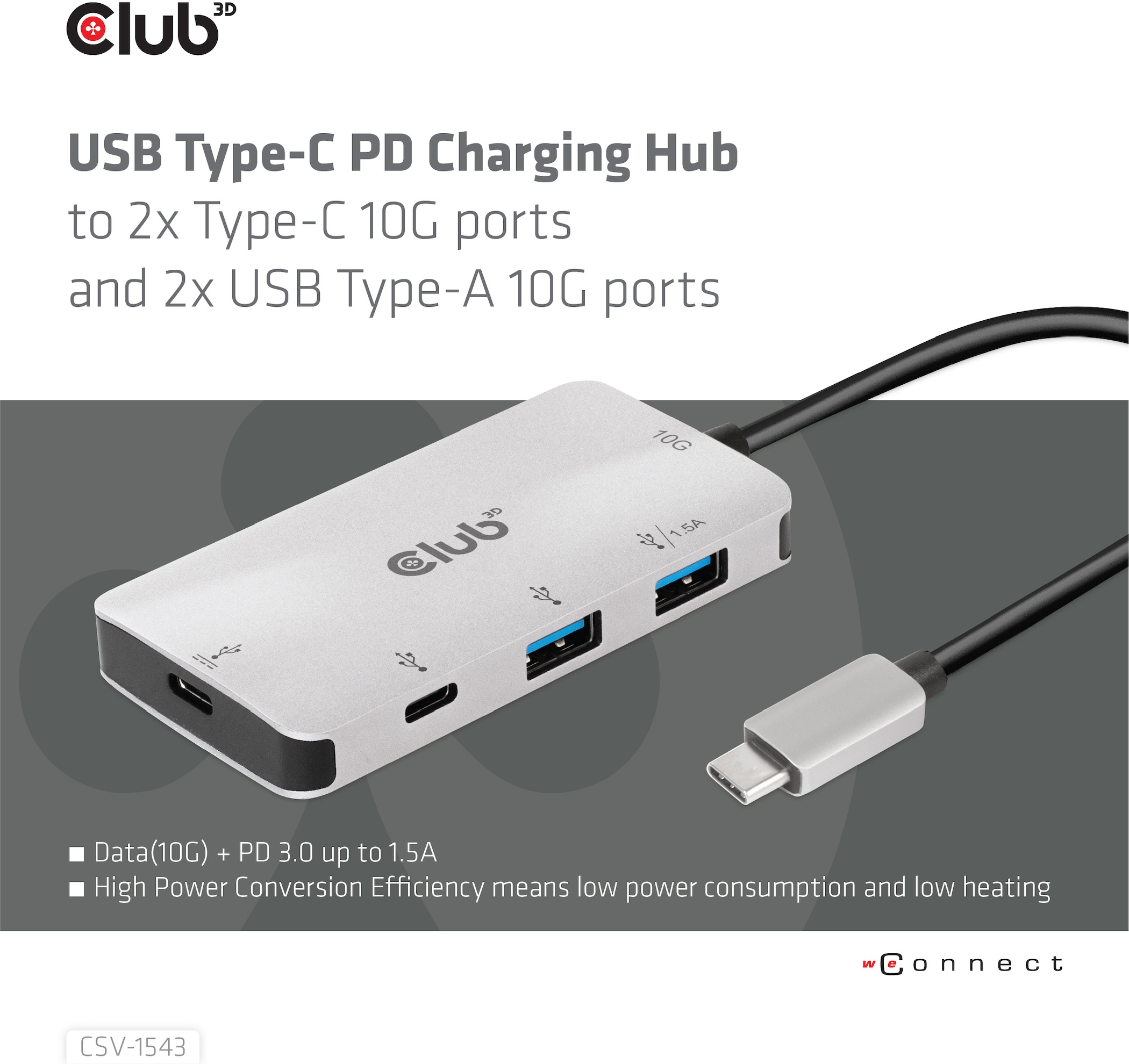 Specificaties van Club 3D USB Gen2 Type-C Universele Hub naar 1x Type-C ...
