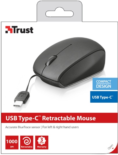 Specificaties van Trust USB Type-C Retractable Mini Mouse - Tweakers
