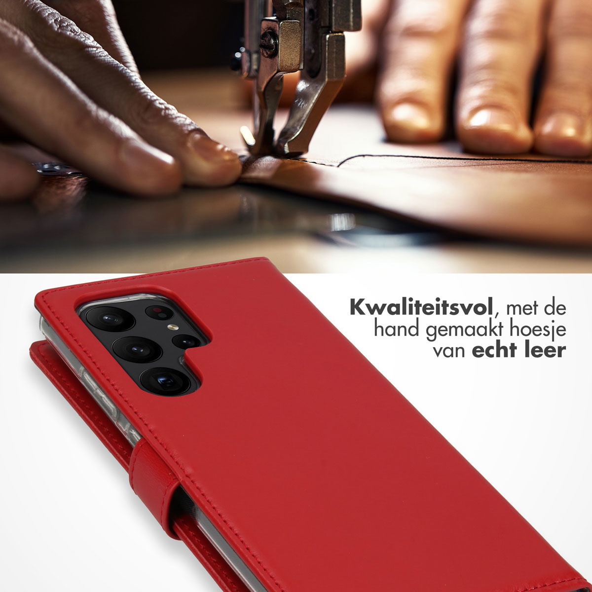 Selencia Echt Lederen Bookcase Samsung Galaxy S23 Ultra - Rood (Galaxy ...