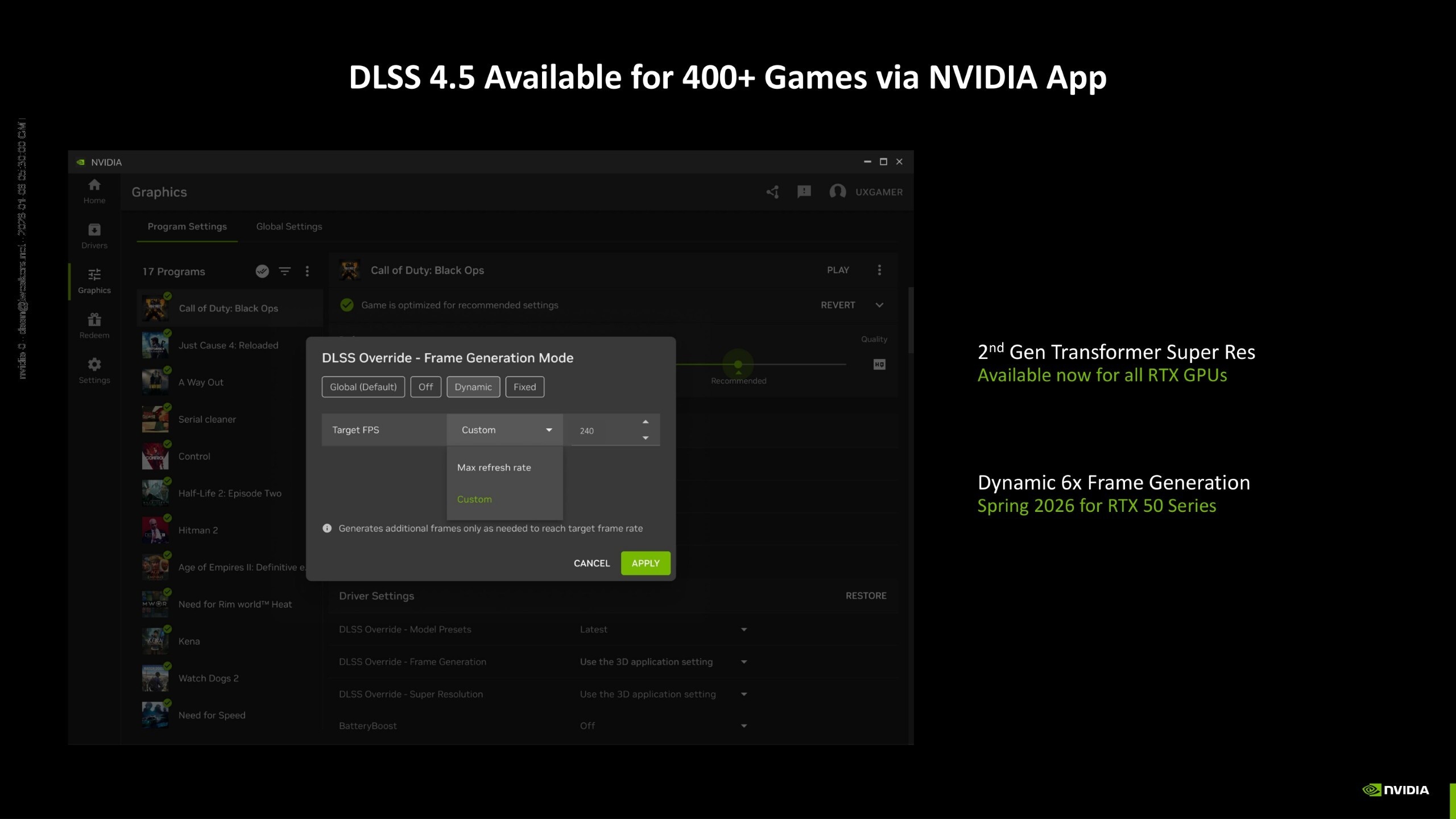 Nvidia DLSS 4.5 biedt 6x-framegeneration en betere kwaliteit door nieuw ...