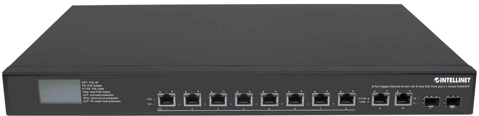 Intellinet 8-Port Gigabit Ethernet Ultra PoE Switch with 4 Uplink Ports ...