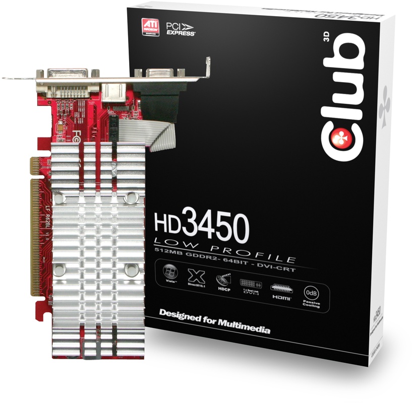 Specificaties van Club 3D Radeon HD 3450 512MB Passive Low Profile ...