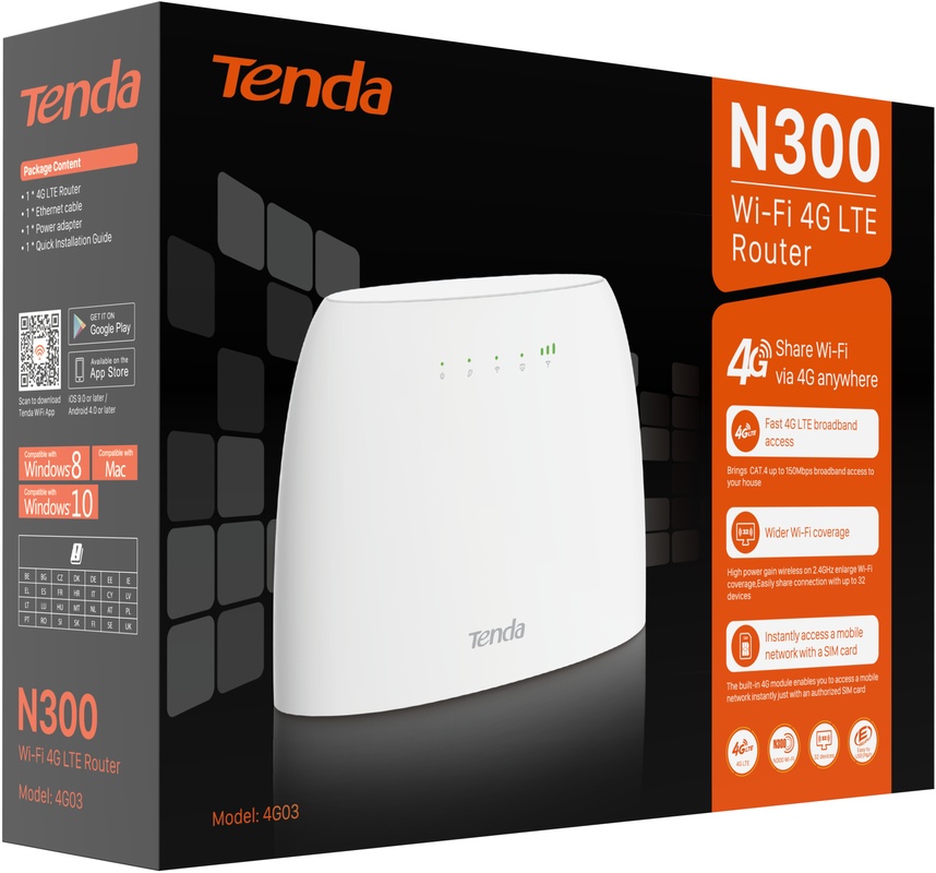 Specificaties van Tenda N300 (4G03) - Tweakers