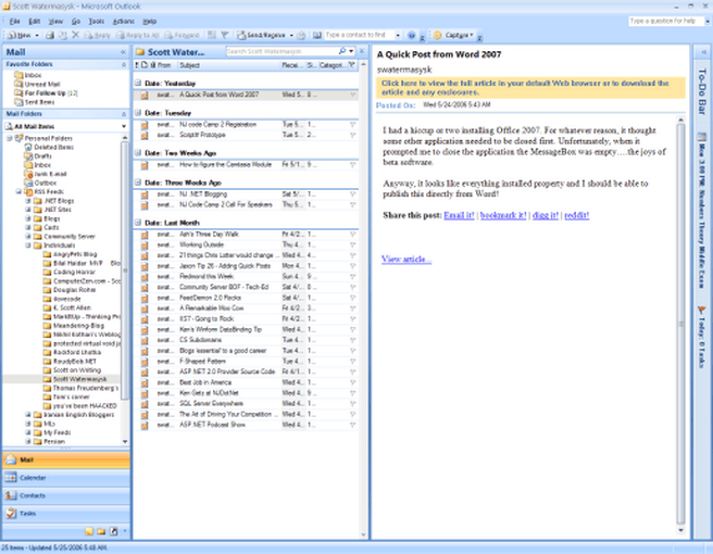 Specificaties van Microsoft Outlook 2007 - Tweakers