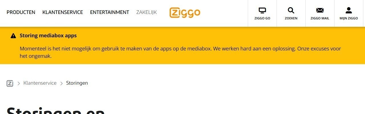 Apps op Ziggo Mediabox werken niet door storing - Tweakers
