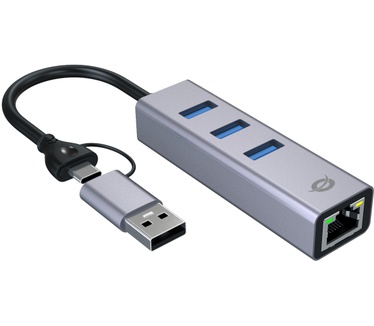 Conceptronic ABBY25G USB-C to Gigabit Network Adapter with 3-Port USB ...