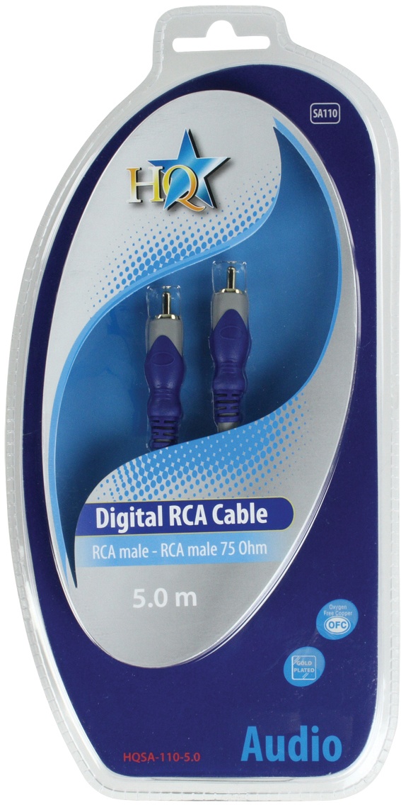 HQ Products RCA/RCA, 5m Blauw, Grijs - Kenmerken - Tweakers