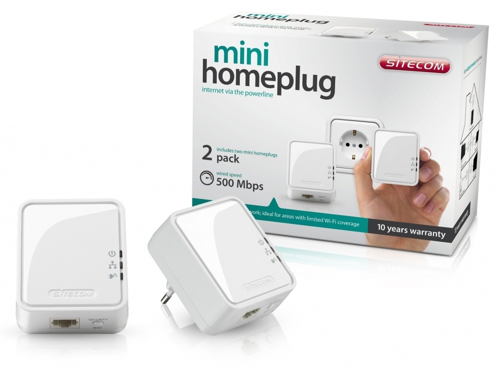 Specificaties van Sitecom Mini Homeplug 500 Mbps Dual Pack - Tweakers