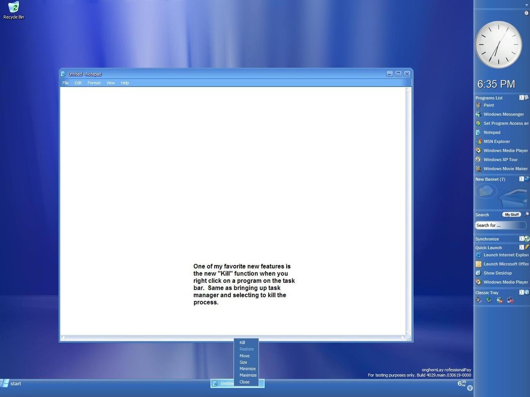 Screenshots Longhorn Milestone 5 op het web - Tweakers